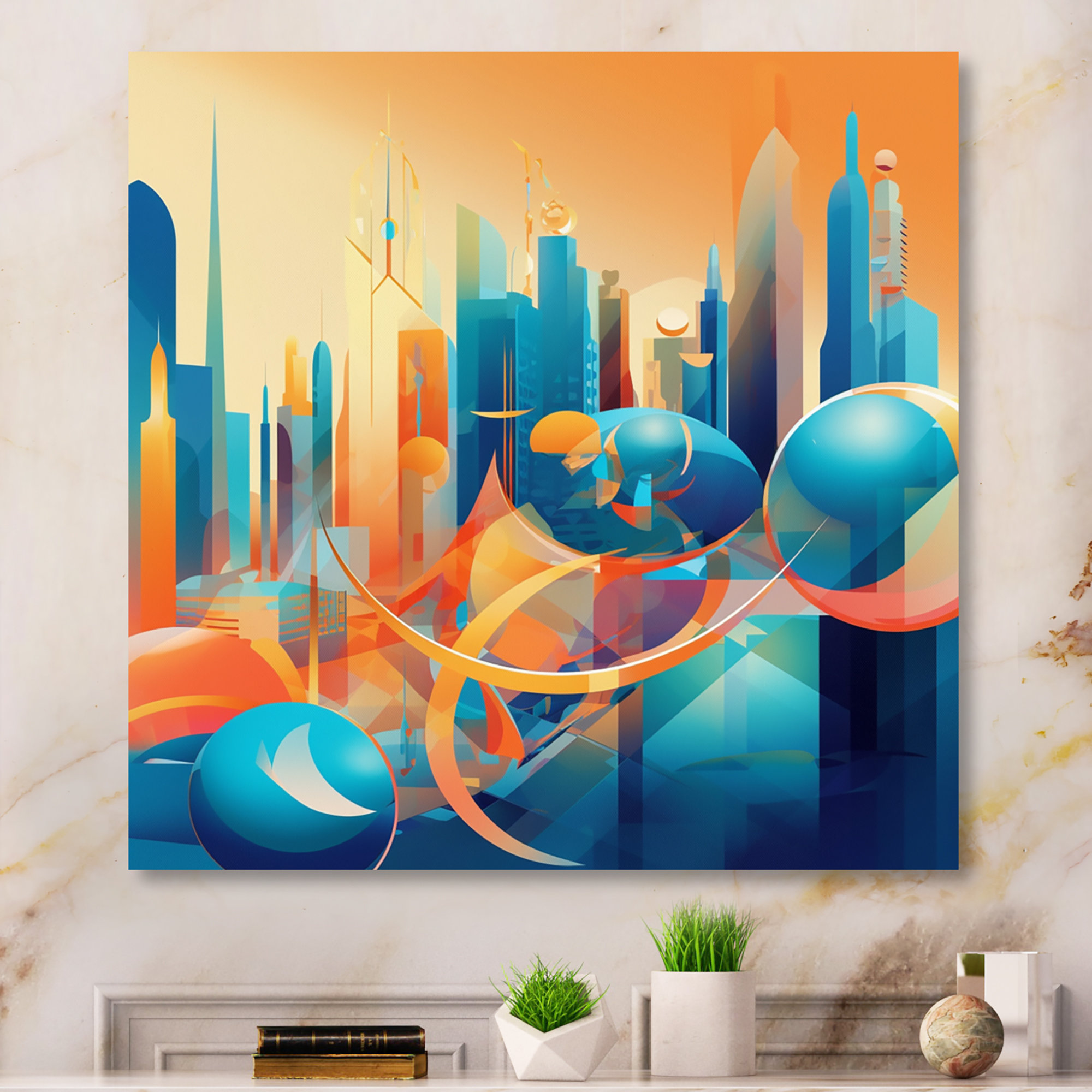 Lark Manor™ Ardyce Blue and Orange Retro Radiance I Print On Canvas | Wayfair